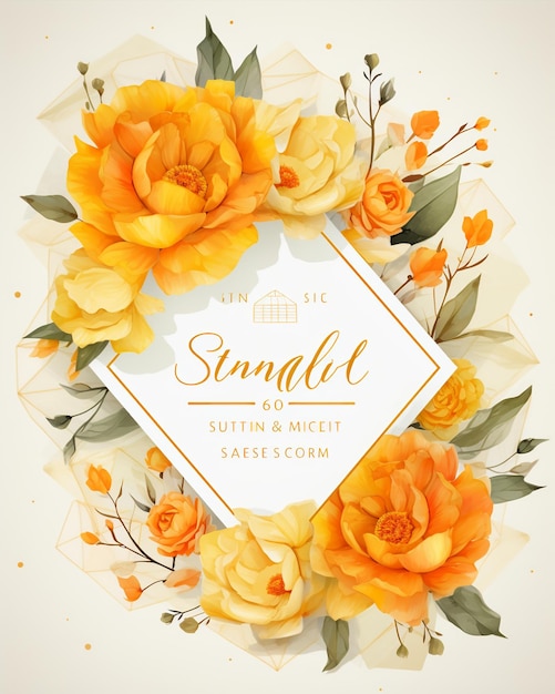 Yellow Floral Wedding Invitation | Premium AI-generated vector Yellow Floral Wedding Invitation | Premium AI-generated vector