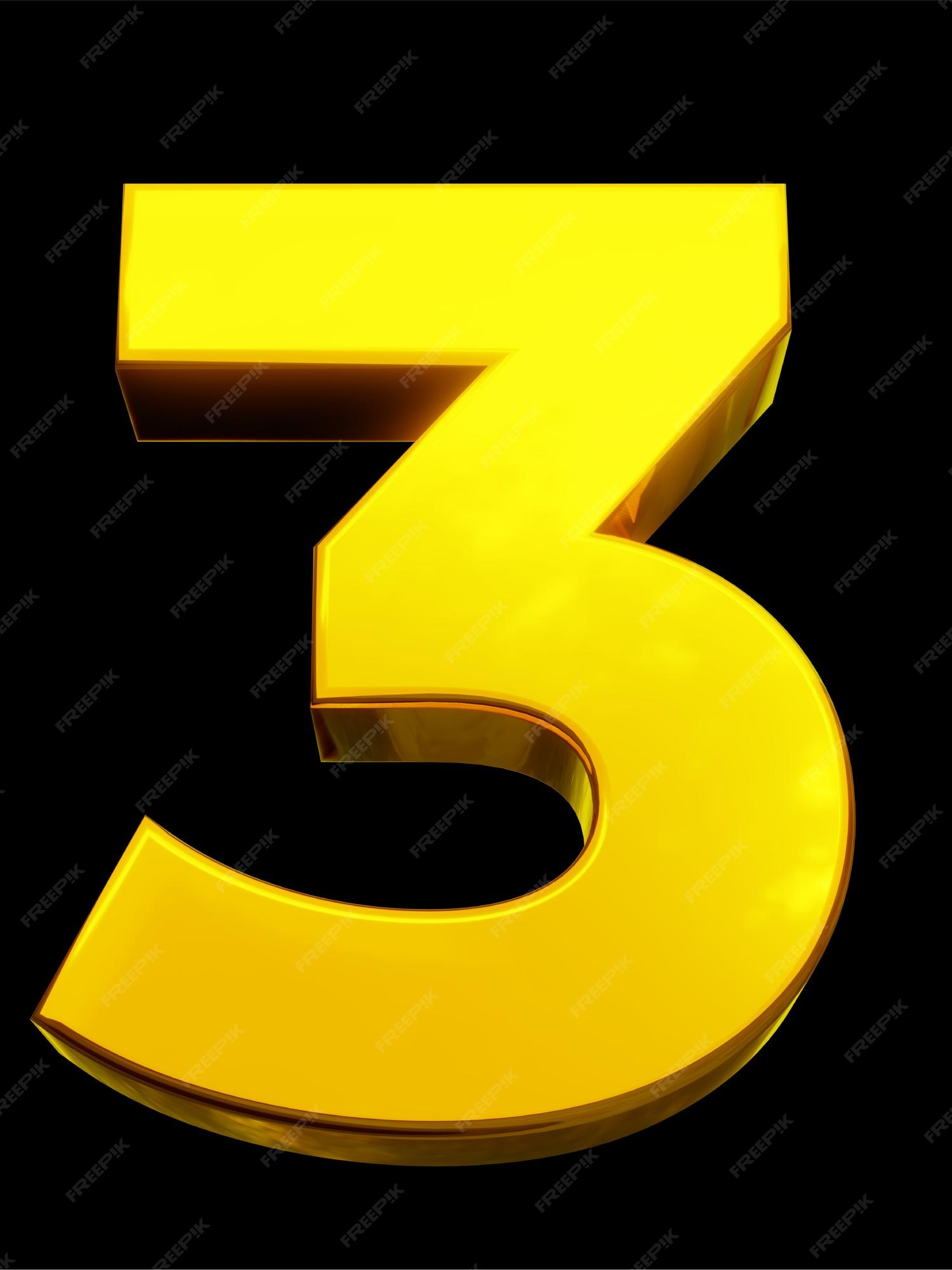 Premium Vector | A yellow number 3 with a black background Premium Vector | A yellow number 3 with a black background