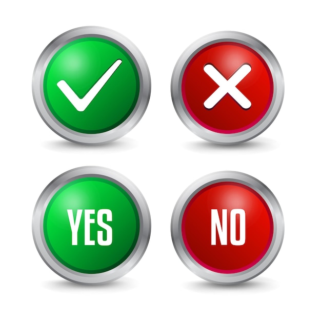 Premium Vector | Yes and No Checkmarks Icon Premium Vector | Yes and No Checkmarks Icon