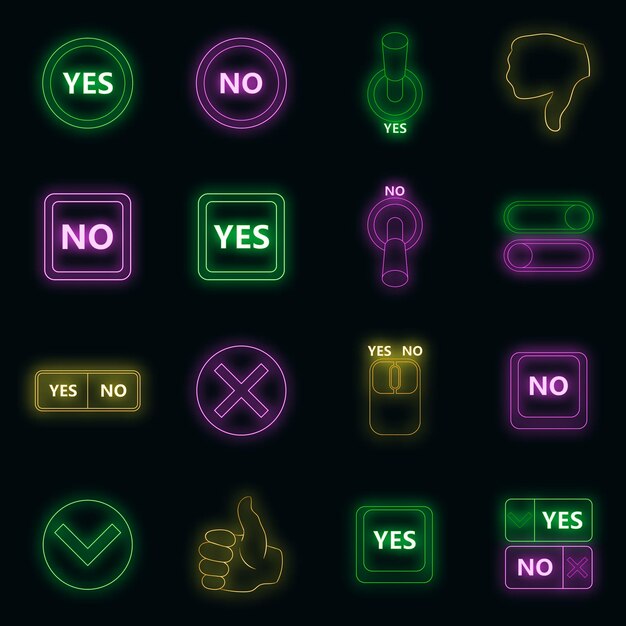Premium Vector | Yes no icons set vector neon Premium Vector | Yes no icons set vector neon