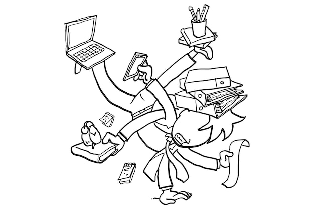 Premium Vector | Young businessman manage everything Multi tasking ... Premium Vector | Young businessman manage everything Multi tasking ...