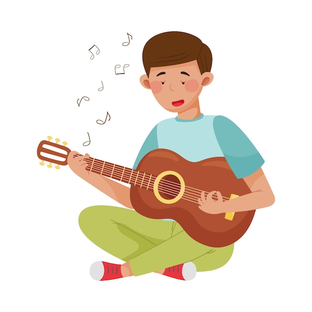Premium Vector | Young man playing guitar to reduce stress vector ... Premium Vector | Young man playing guitar to reduce stress vector ...