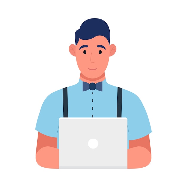 직장에서 젊은 프로그래머 웹 개발 개념 프리랜서는 프로그래밍 코드입니다 웹 인포그래픽에 사용합니다 벡터 일러스트 레이