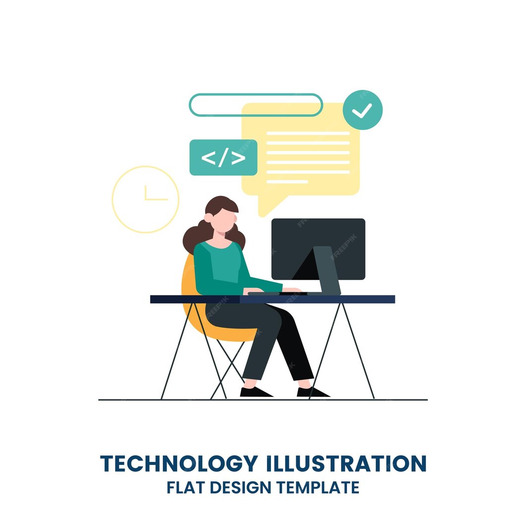 Premium Vector | Young programmer concentrated at working project ...