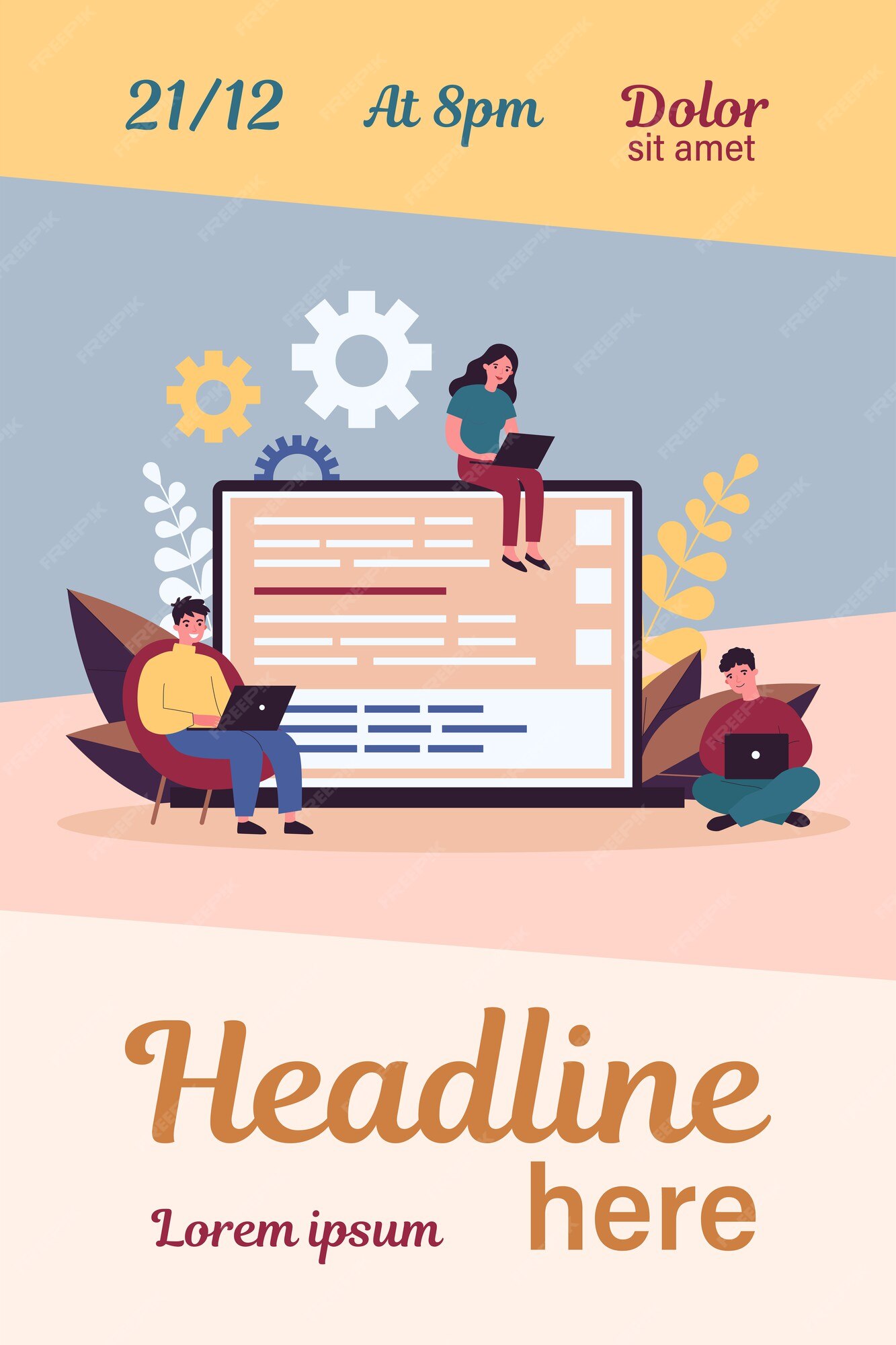 Premium Vector | Young programmers coding new script