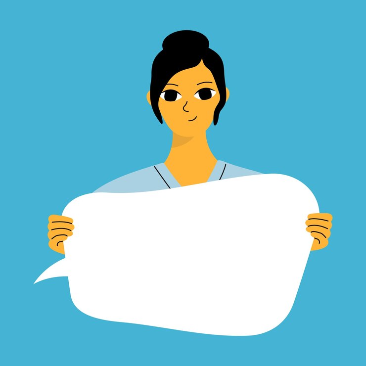 Premium Vector Young Woman Holding Blank Placard Poster Mockup