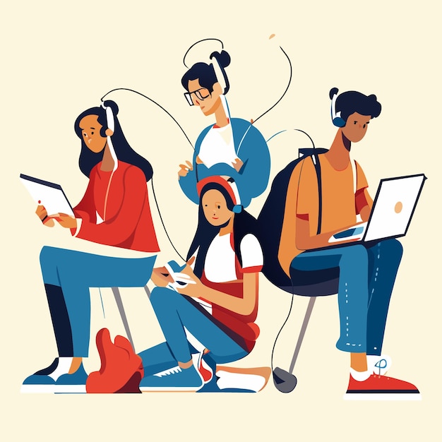 Premium Vector | Youth and Technology Artwork Premium Vector | Youth and Technology Artwork
