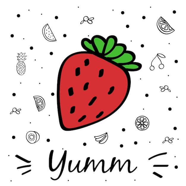 Premium Vector Yumm Red Sweet Strawberry With Fruites Isolated On White Vector