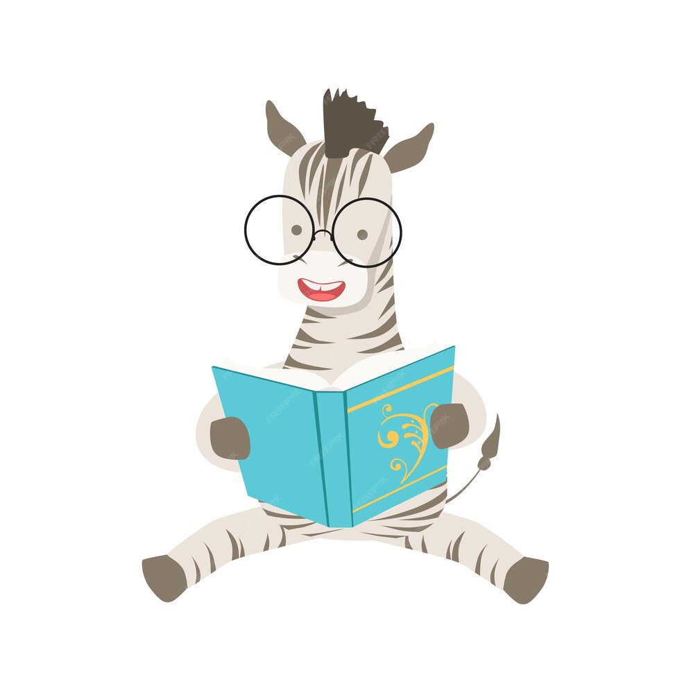 Premium Vector | Zebra smiling bookworm zoo character wearing glasses ... Premium Vector | Zebra smiling bookworm zoo character wearing glasses ...