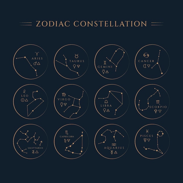 Premium Vector Zodiac Constellations Symbol Illustration