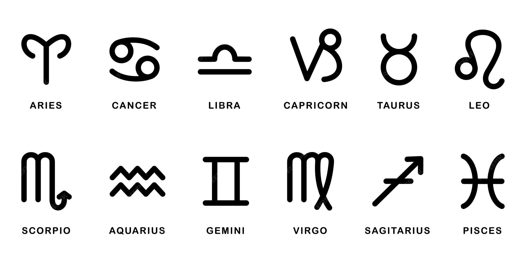 Premium Vector | Zodiac sign collection on a white background 12 Zodiac ... Premium Vector | Zodiac sign collection on a white background 12 Zodiac ...