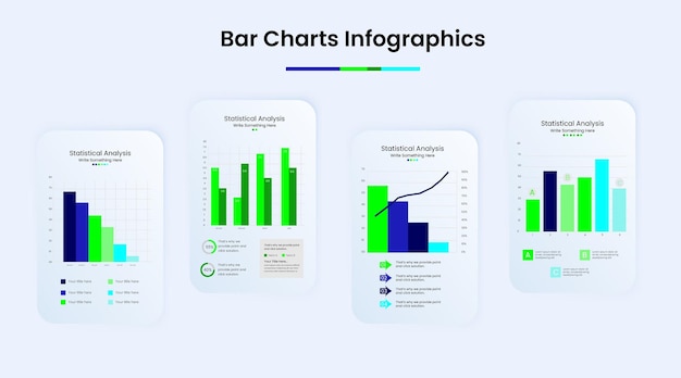 Kolorowe infografiki wykresów słupkowych | Wektor Premium Kolorowe infografiki wykresów słupkowych | Wektor Premium