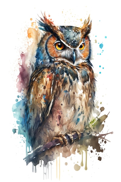 Ilustracja Sowa W Akwareli Zwierzę Na Białym Tle Generatywna Ai ... Ilustracja Sowa W Akwareli Zwierzę Na Białym Tle Generatywna Ai ...