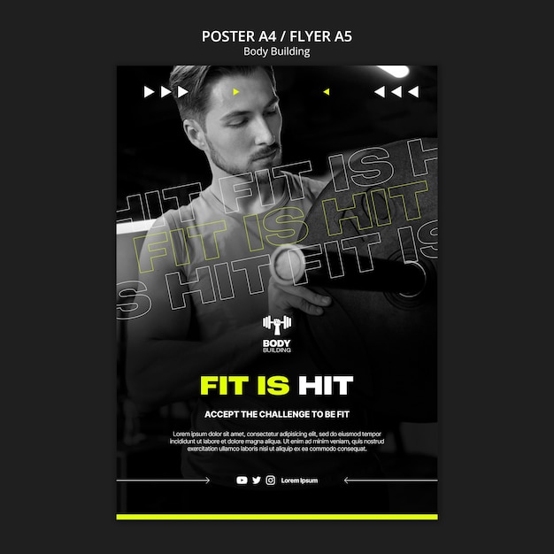 Modelo de cartaz de musculação | PSD Grátis Modelo de cartaz de musculação | PSD Grátis