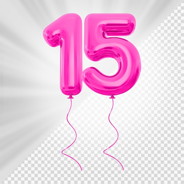 Balão rosa número 15 | PSD Premium Balão rosa número 15 | PSD Premium