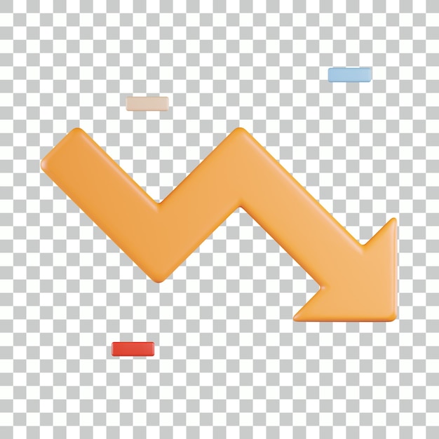 Gráfico de seta para baixo ícone 3d | PSD Premium Gráfico de seta para baixo ícone 3d | PSD Premium