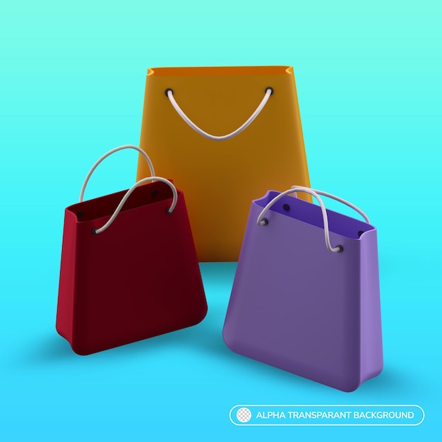 Ícone de sacola de compras de ilustração de renderização 3d | PSD Premium Ícone de sacola de compras de ilustração de renderização 3d | PSD Premium