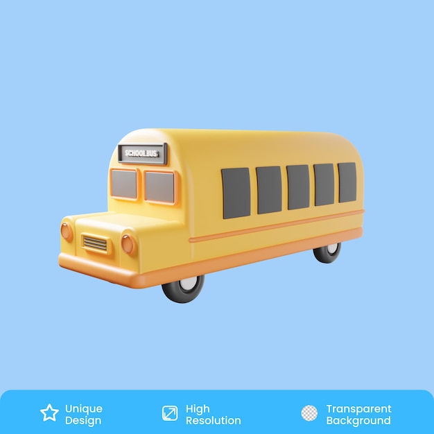 Ilustração 3d De ônibus Escolar Psd Premium