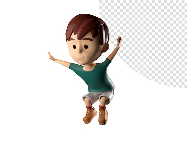 Ilustração de desenho animado renderizada em 3d garoto garoto pulando ... Ilustração de desenho animado renderizada em 3d garoto garoto pulando ...
