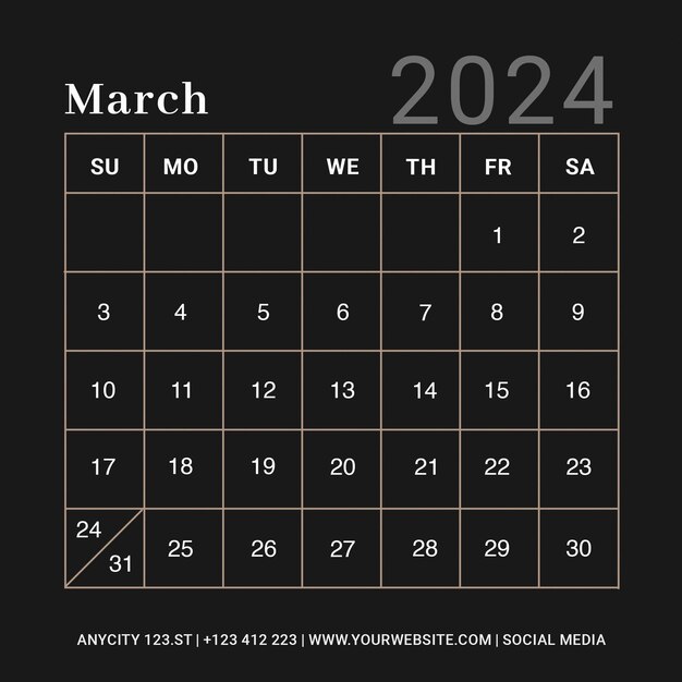 Instagram post marzo calendario escritorio 2024 plantilla y ... Instagram post marzo calendario escritorio 2024 plantilla y ...
