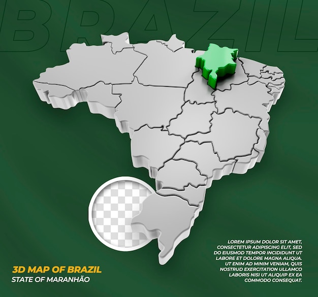 Mapa 3d do estado do maranhão brasil | PSD Premium Mapa 3d do estado do maranhão brasil | PSD Premium