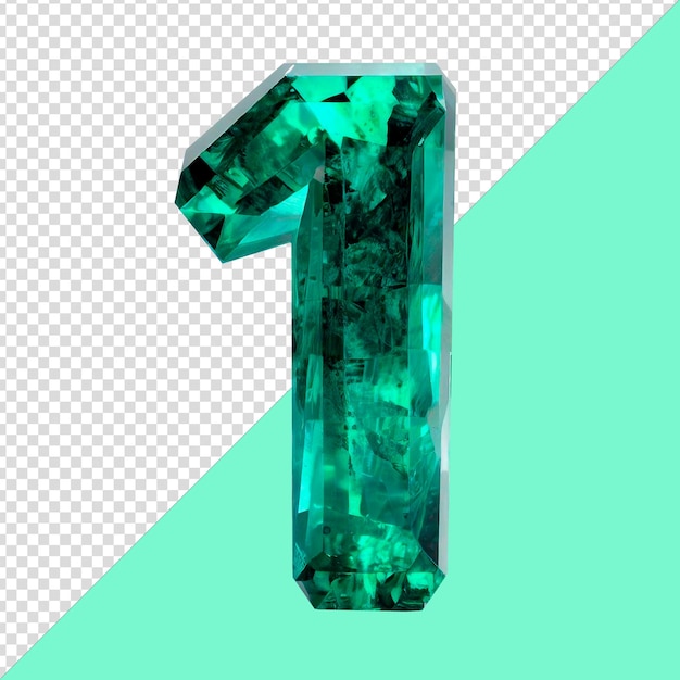 Modelo psd número um feito de diamante esmeralda sem fundo | PSD Premium Modelo psd número um feito de diamante esmeralda sem fundo | PSD Premium