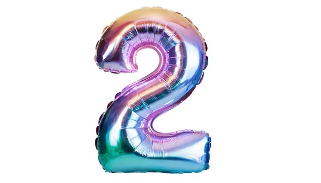 Numéro deux fait de ballon holographique | PSD Premium Numéro deux fait de ballon holographique | PSD Premium