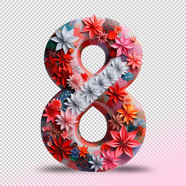 Número oito feito de flores vermelhas 8 de março modelo de cartão de ... Número oito feito de flores vermelhas 8 de março modelo de cartão de ...