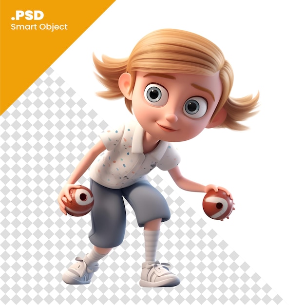 Renderização Digital 3d De Uma Garota De Desenho Animado Bonita Com Uma