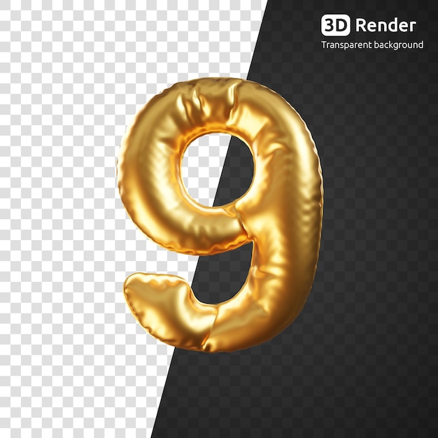 Rendu 3d Du Ballon D'or Du Numéro Neuf | PSD Premium Rendu 3d Du Ballon D'or Du Numéro Neuf | PSD Premium