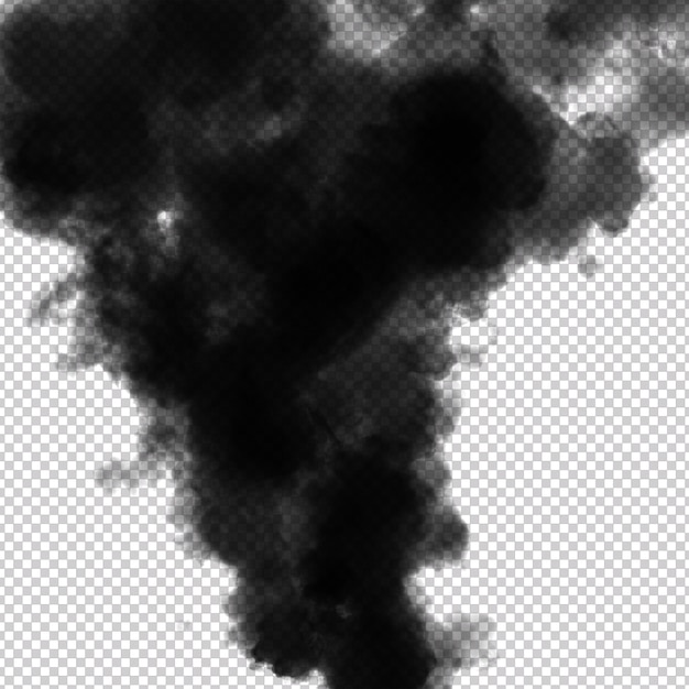 Subindo efeito de fumaça preta espessa está em um fundo transparente ... Subindo efeito de fumaça preta espessa está em um fundo transparente ...