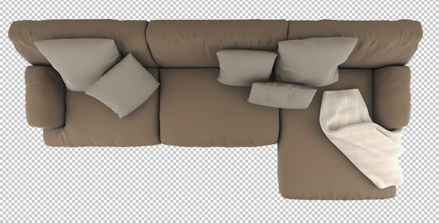 Vista superior sofá esquinero marrón y almohadas transparente. png ... Vista superior sofá esquinero marrón y almohadas transparente. png ...
