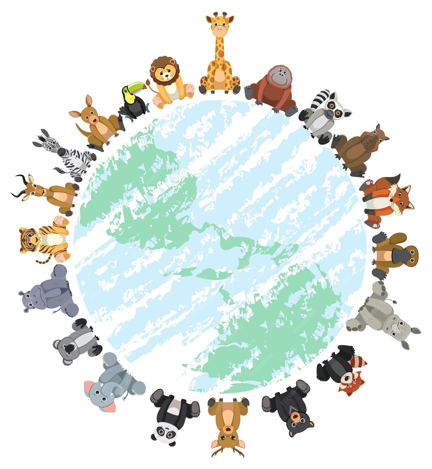 Animaux Sauvages Autour De La Planète Earth | Vecteur Gratuite Animaux Sauvages Autour De La Planète Earth | Vecteur Gratuite
