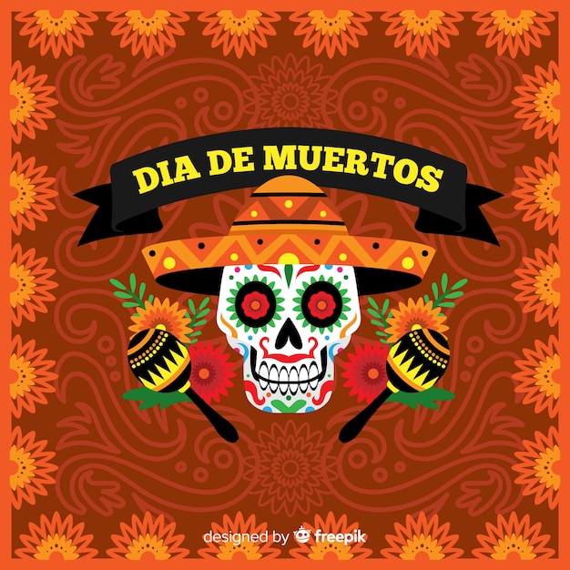 Design De Fond De Dia De Muertos Vecteur Gratuite