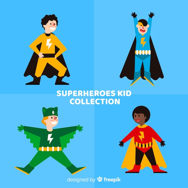 Ensemble De Divers Enfants De Super-héros | Vecteur Gratuite Ensemble De Divers Enfants De Super-héros | Vecteur Gratuite