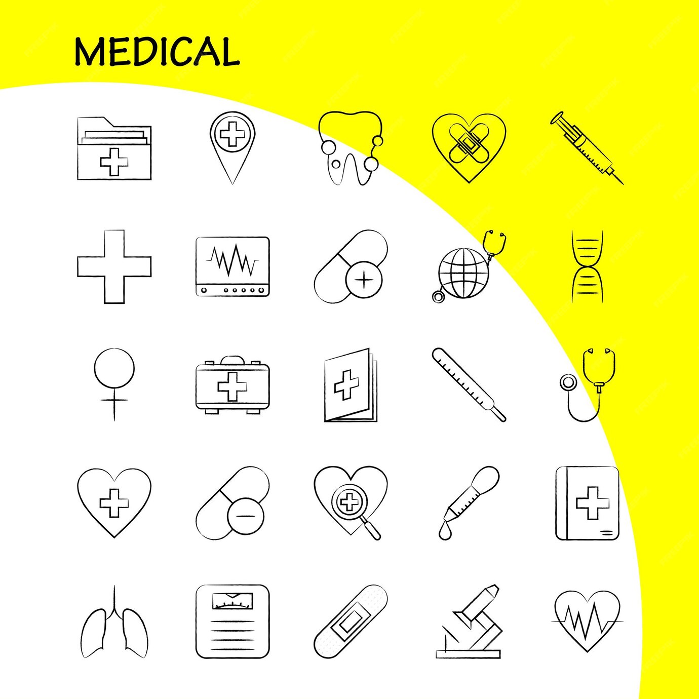Ensemble D'icônes Médicales Dessinées à La Main Pour L'infographie Le ... Ensemble D'icônes Médicales Dessinées à La Main Pour L'infographie Le ...