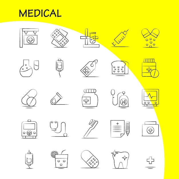 Ensemble D'icônes Médicales Dessinées à La Main Pour L'infographie ... Ensemble D'icônes Médicales Dessinées à La Main Pour L'infographie ...