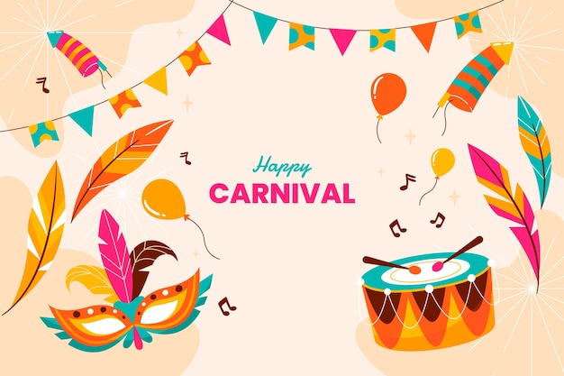 Fond de fête de carnaval plat | Vecteur Gratuite Fond de fête de carnaval plat | Vecteur Gratuite