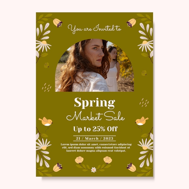 Modèle Dinvitation Florale Pour La Célébration Du Printemps Vecteur