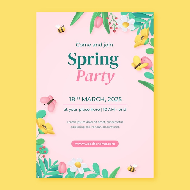 Modèle Dinvitation Florale Pour La Célébration Du Printemps Vecteur