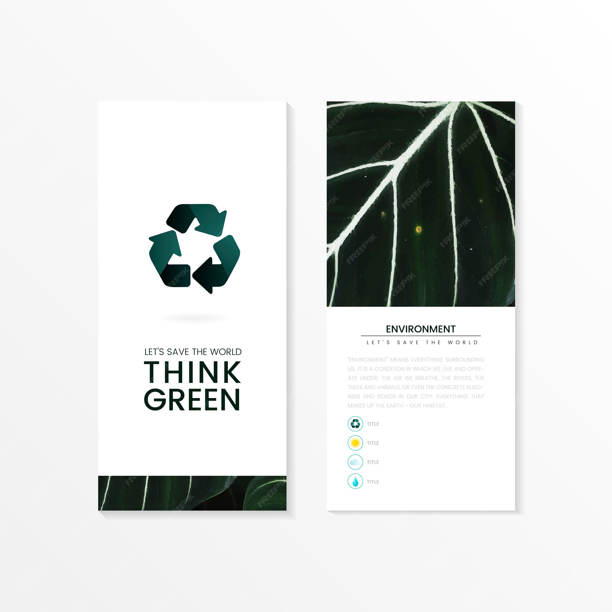 Pensez Vecteur De Brochure Verte Conservation De Lenvironnement