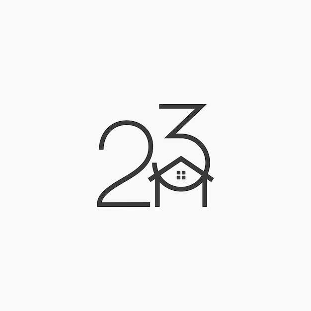 23 Numéro Avec Maison Minimale Ligne Art Contour Logo Vecteur Icône ... 23 Numéro Avec Maison Minimale Ligne Art Contour Logo Vecteur Icône ...