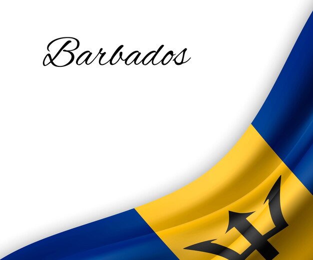 Agitant le drapeau de la Barbade sur fond blanc. | Vecteur Premium Agitant le drapeau de la Barbade sur fond blanc. | Vecteur Premium