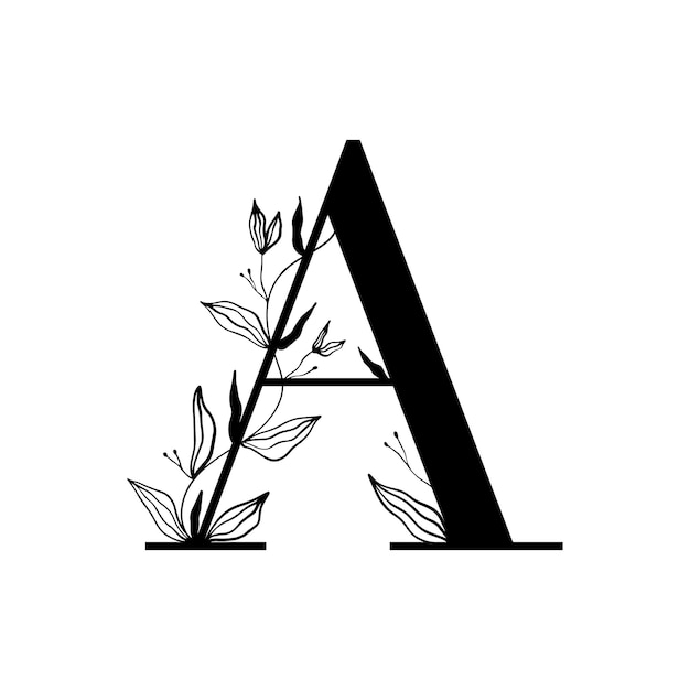 Alphabet Botanique Floral Vintage Lettre Dessinée à La Main Une Lettre
