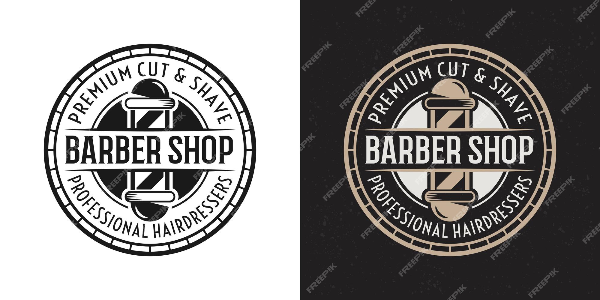 Barbershop Vector Deux Style Insigne Rond Vintage Noir Et Coloré
