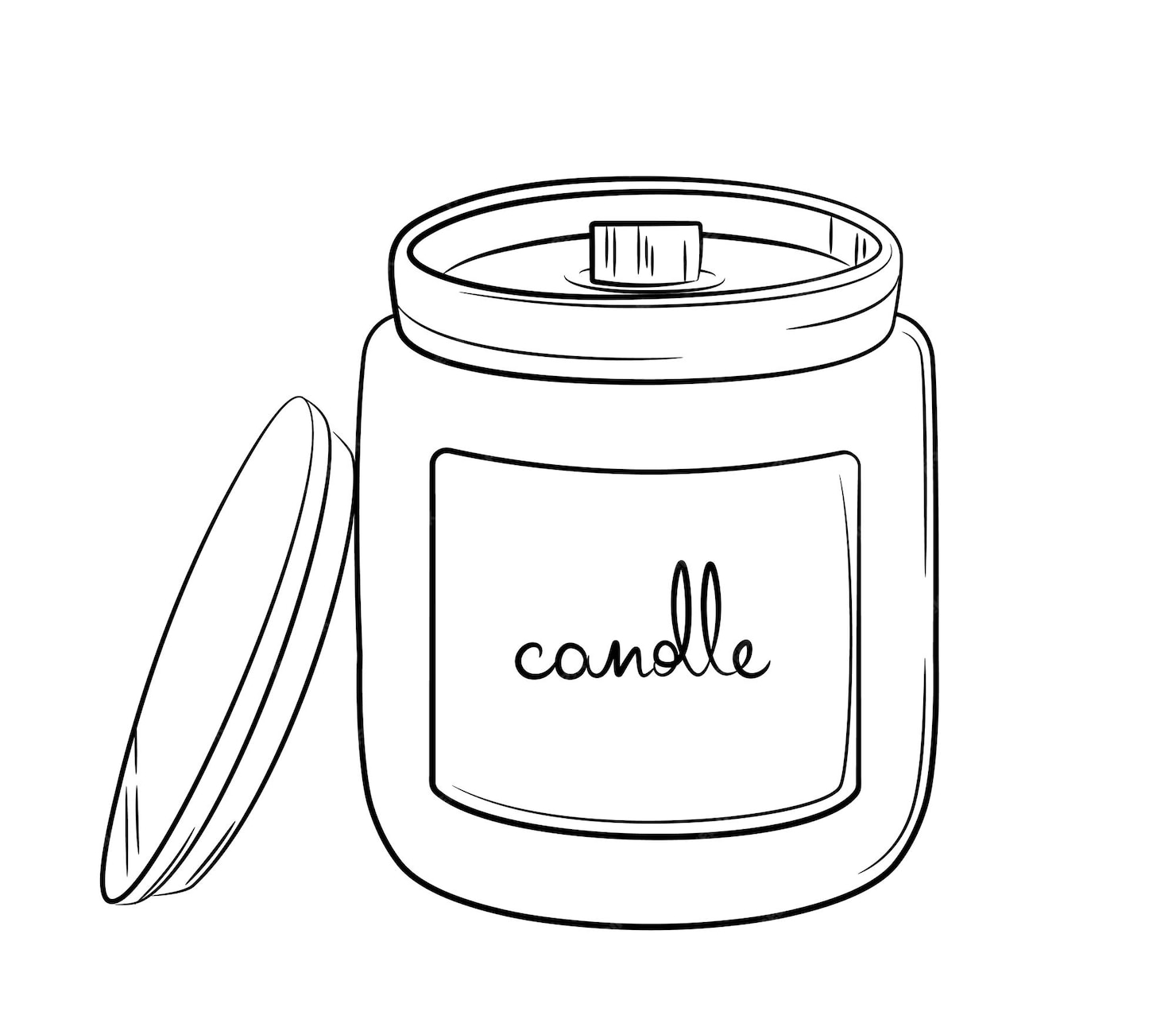 Bougie Dans Un Pot Avec Une étiquette Dessinée à La Main Dessin Au Trait Dune Simple Bougie