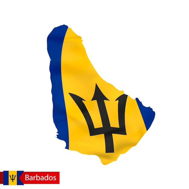 Carte De La Barbade Avec Agitant Le Drapeau Du Pays | Vecteur Premium Carte De La Barbade Avec Agitant Le Drapeau Du Pays | Vecteur Premium