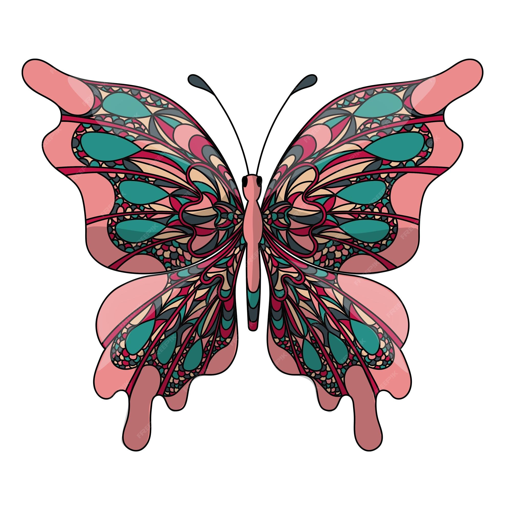 Coloriage Papillon Pour Adultes Antistress En Style Zentangle Vecteur