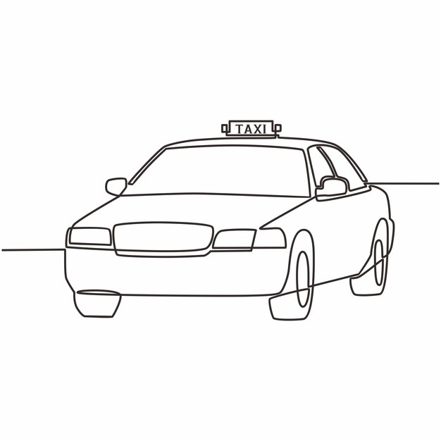 Dessin au trait continu de voiture de taxi | Vecteur Premium Dessin au trait continu de voiture de taxi | Vecteur Premium