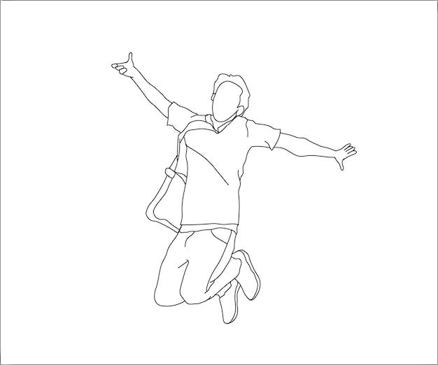 Dessin Au Trait Homme Garçon Vecteur Premium
